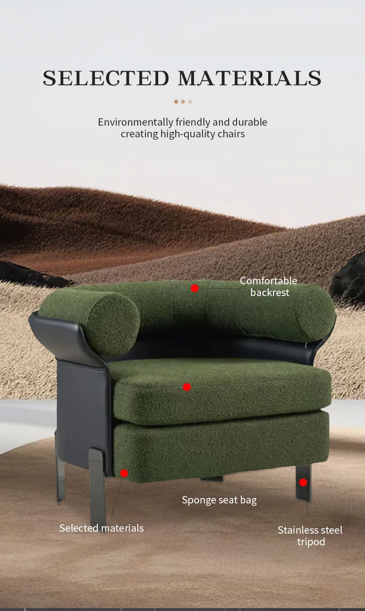 Nordic Comfort Single Seater Cushion Sofa Chair Stainless Steel Leather ...