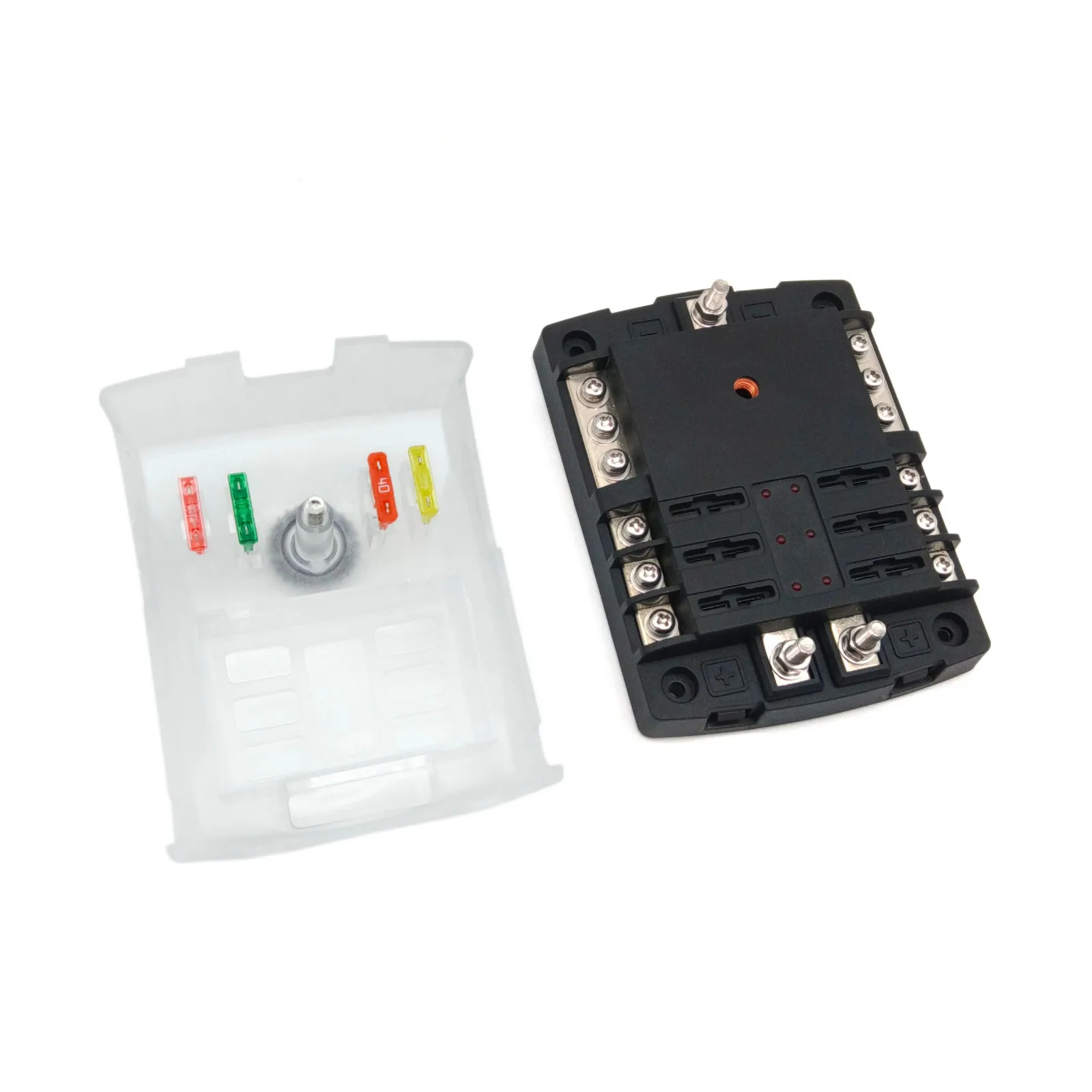 6 Circuit Fuse Box 12 Volt Holder 6 Way Negative Bus Waterproof Led ...