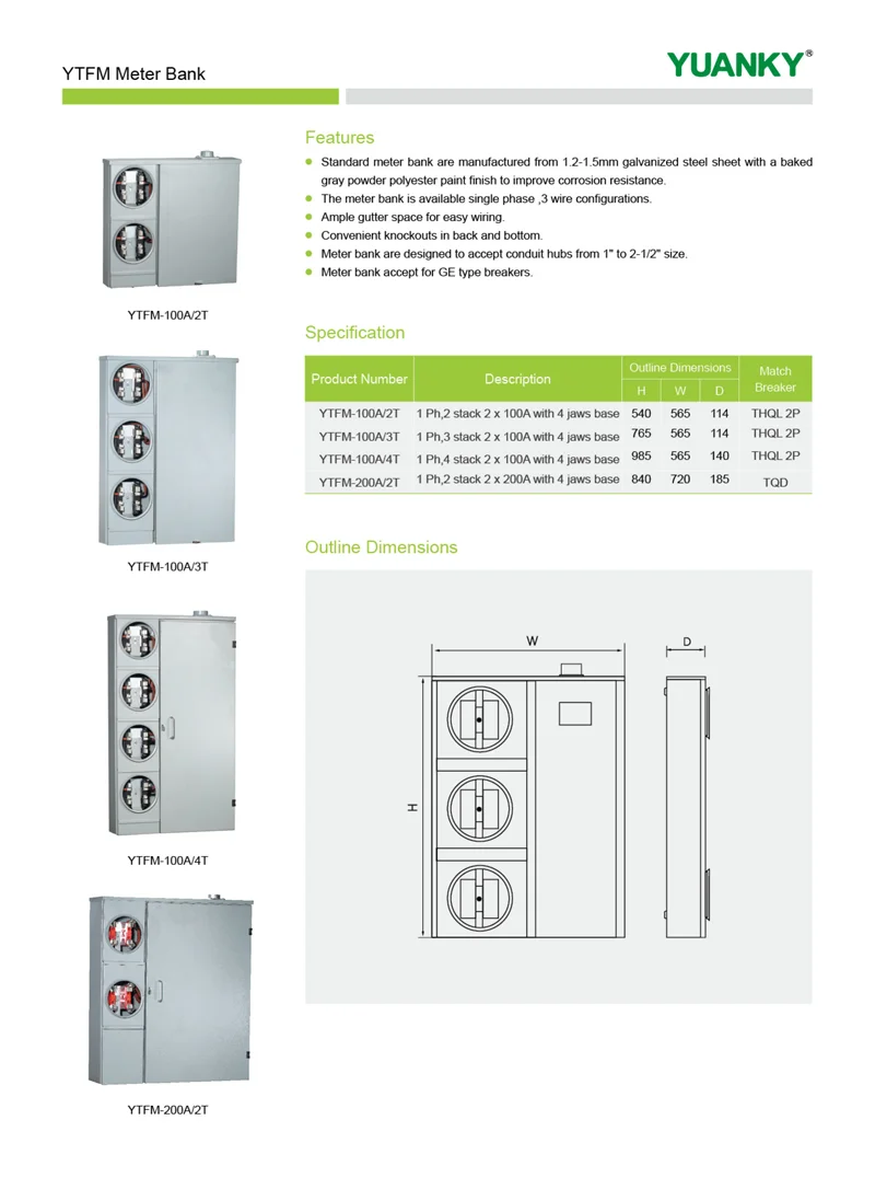 Ytfm Meter Bank Phase Panel Board Load Center For Metal Electrical Box ...