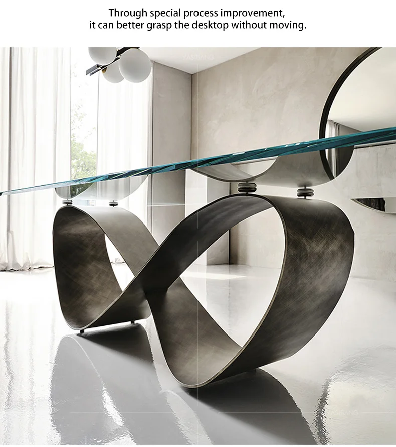 Italian Dining Table with Glass Countertop - Modern Luxury