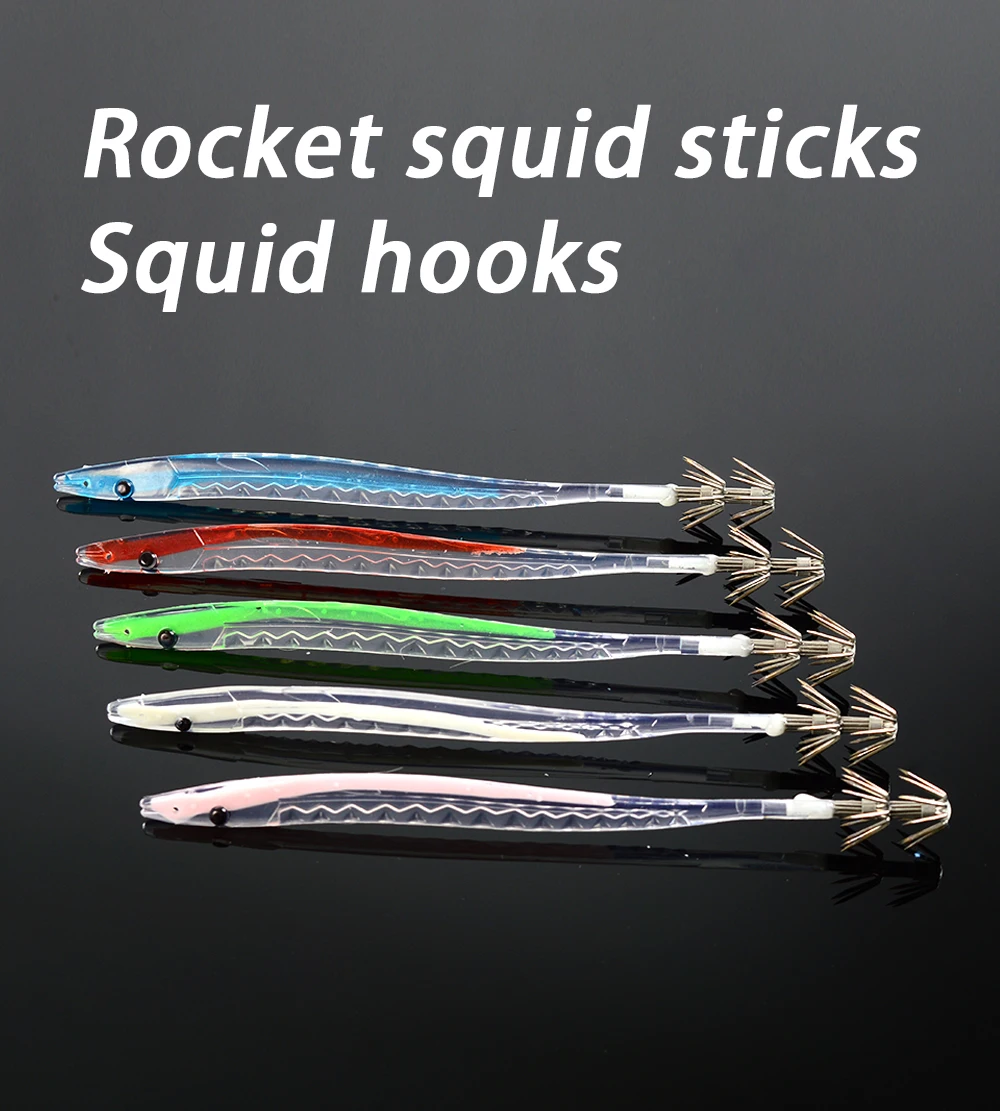 Tolure OEM Squid Stick Transparent Tail Luminous Fishing Baits 3.5g ...