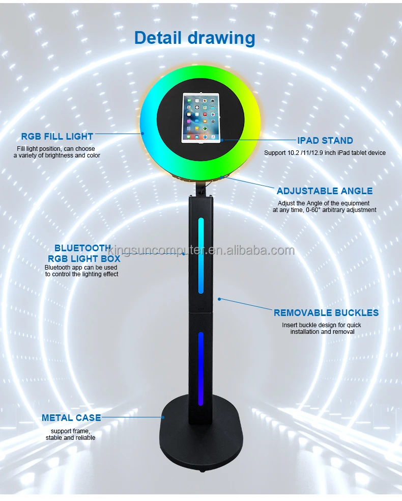 Portable Photobooth Kiosk with LED Ring Light - Ipad Photo Booth