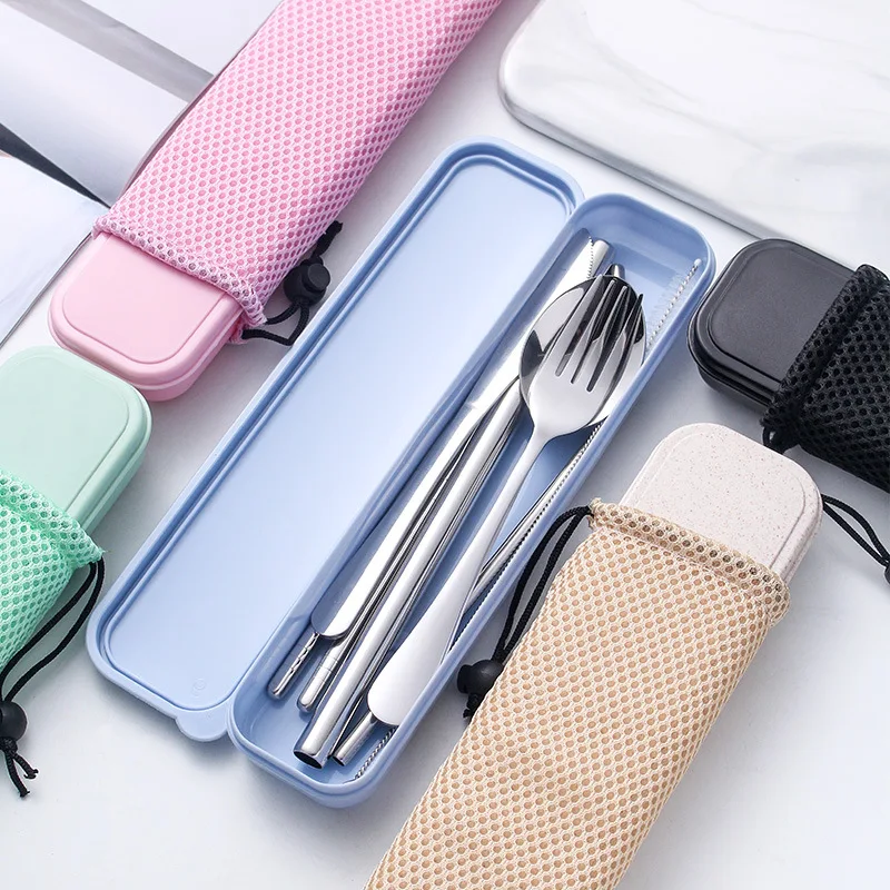 Customized Logo Stainless Steel Flatware Portable Reusable Cutlery Set ...