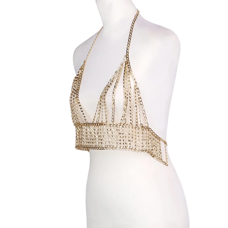 Summer Beach Sexy Bikini Body Chain Crop Top Bra Skirt Chain Lingerie ...