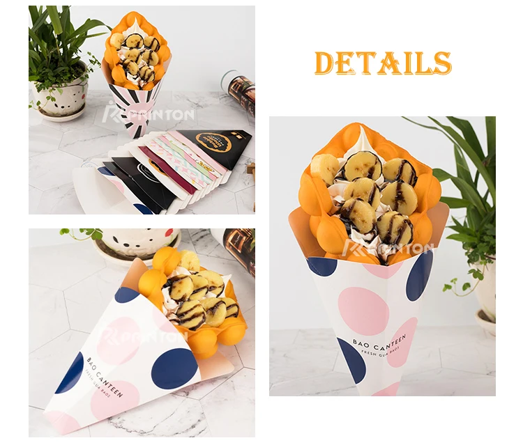 Fries Crepe Cone Cup Bubble Waffle Packaging Box Printon
