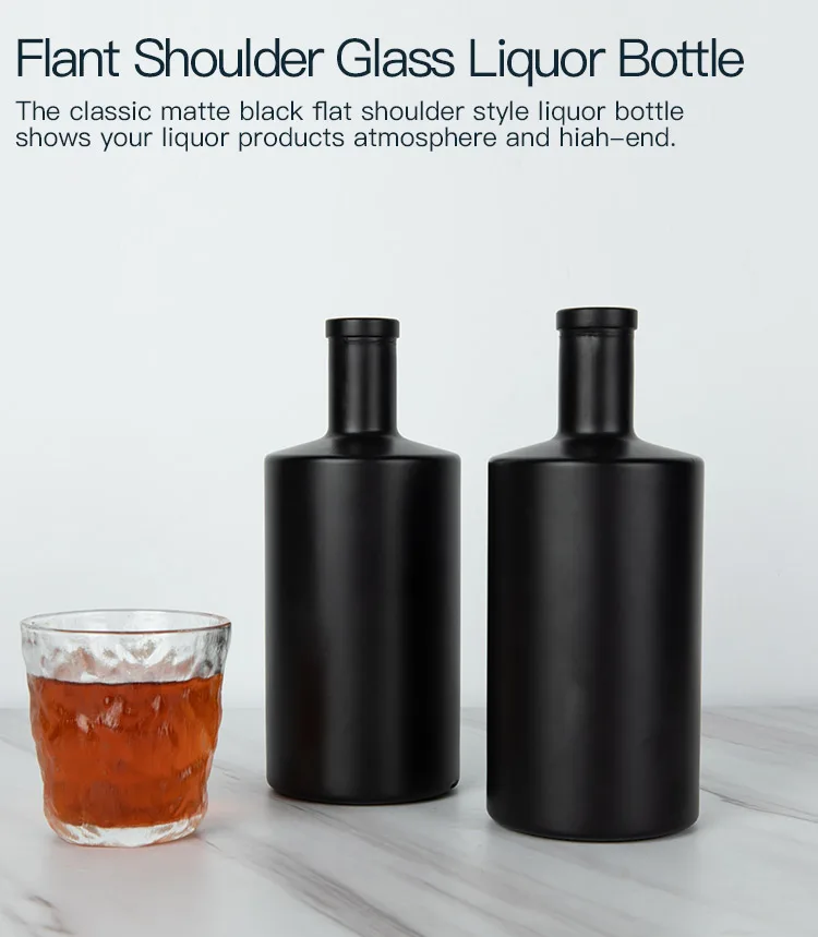 Flat Shoulder Spirit Liquor Glass Bottle 750ml Glass Bottle With Cork ...