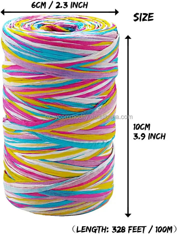 Okay Colored Raffia Ribbon 3/16 Inch By 328 Feet Matte Paper Craft ...