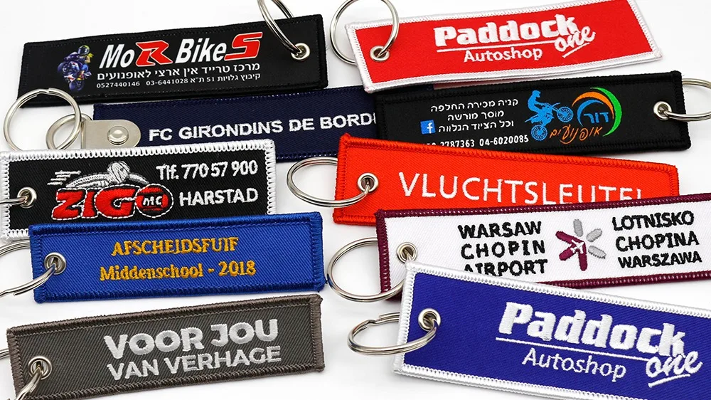 Creative Durable Custom Logo Embroidery Key Chain Cheap Fabric Key Ring ...