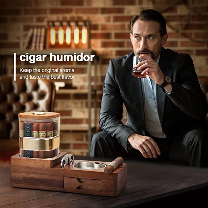 Amazon Hot Cigar Display Humidor And Detachable Wooden Cigar Ashtray ...