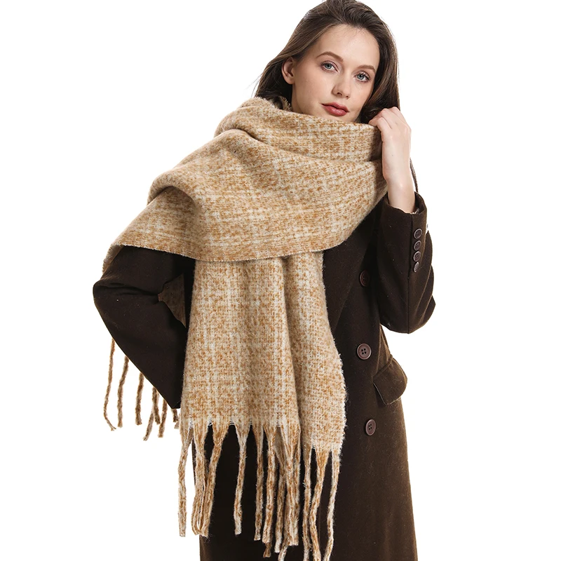 Wholesale Large Extra Long Shawl Soft Plaid Acrylic Knitted Shawl ...