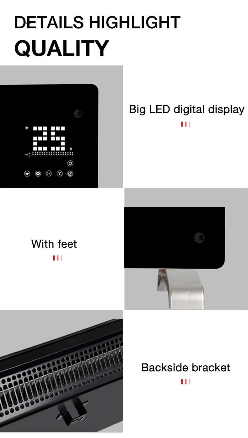 24-hour Led Display Timer Portable Electric Heater With Aluminum ...