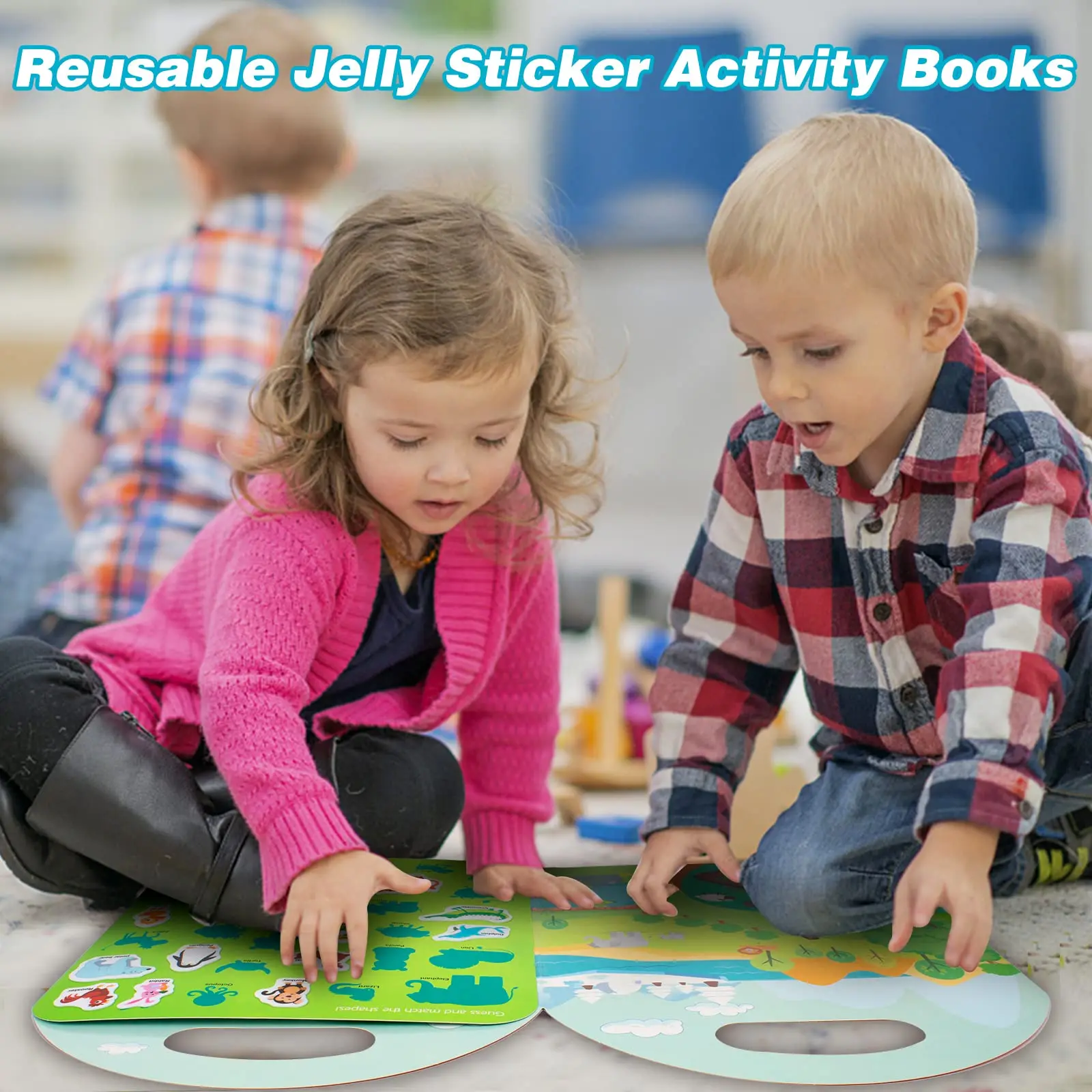 Jelly Sticker Book,Reusable Sticker Book For Kids 2-4,Washable Stickers ...