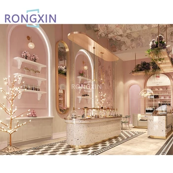 Modern Bubble Tea Shop Counter Design Display Stone Dessert Bar Counter ...