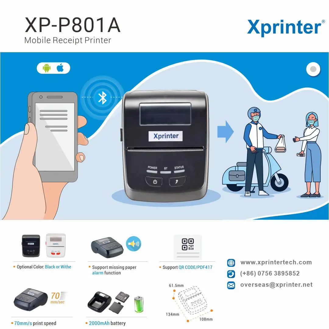 Xprinter Xp-p801a高速70毫米/s运输便携式打印机手持物流带usb热敏便携式打印机 - Buy 迷你便携式打印机,便携式热敏打印机,无线打印机便携式 Product on ...