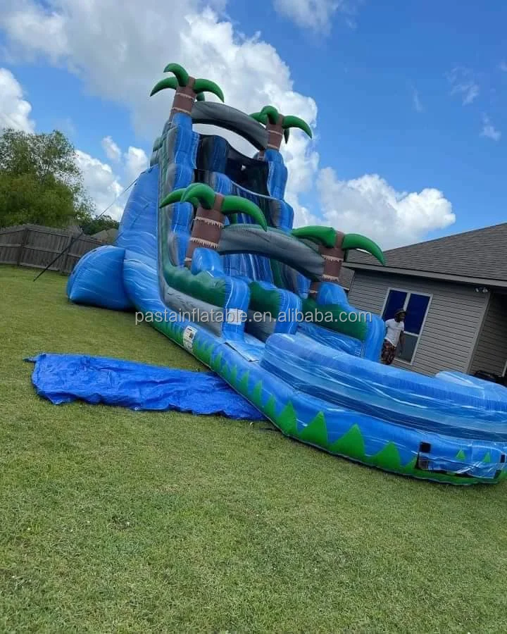 Commercial Backyard 18ft Waterslide Inflatable Water Slide With Pool ...