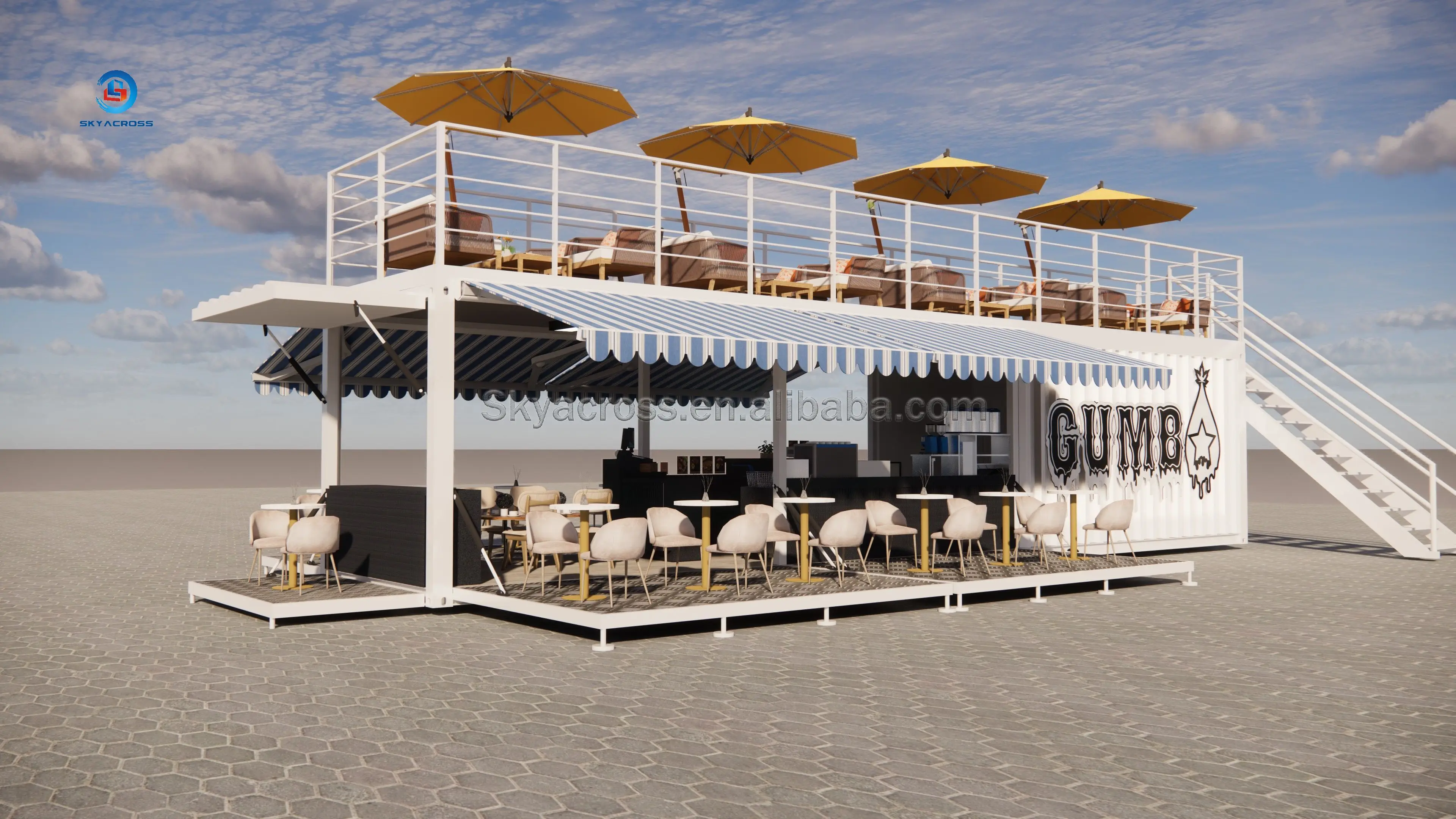 40FT Two-Story Pop-up Shop Container - Ideal for Coffee & More
