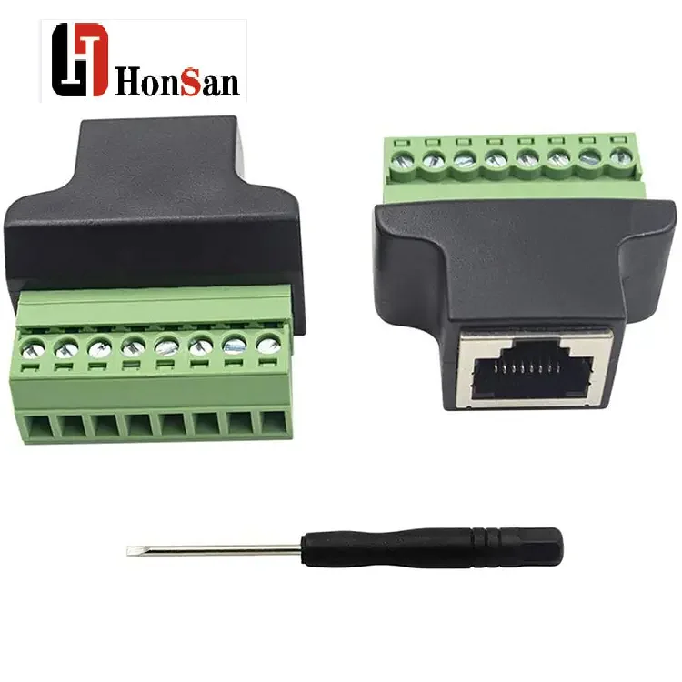 8 Pin Connector Ethernet Cable - RJ45 Female to Screw Terminal Adapter