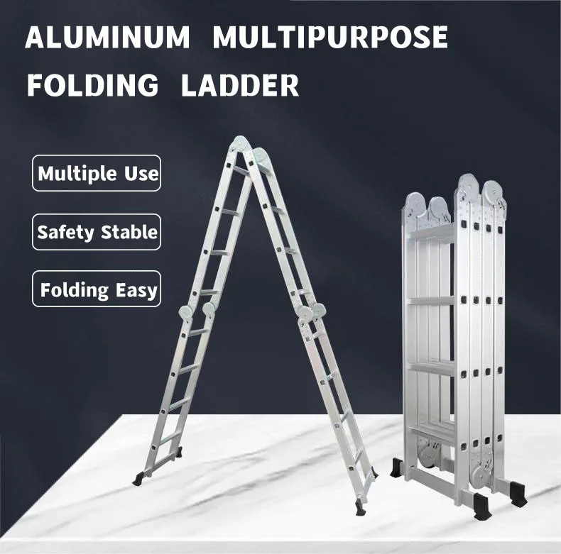 High Quality Portable Aluminum Folding Ladder 1.7m 4 Section Multi ...