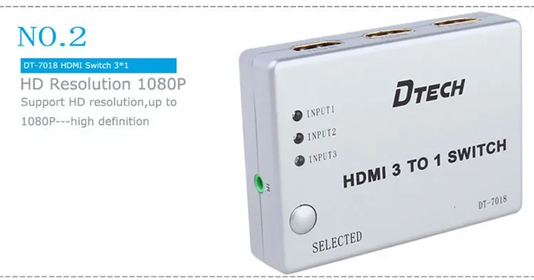 Dtech Hdmi Switch 3 Input 1 Output 250mhz Hd1080p Hdmi Video Switcher ...