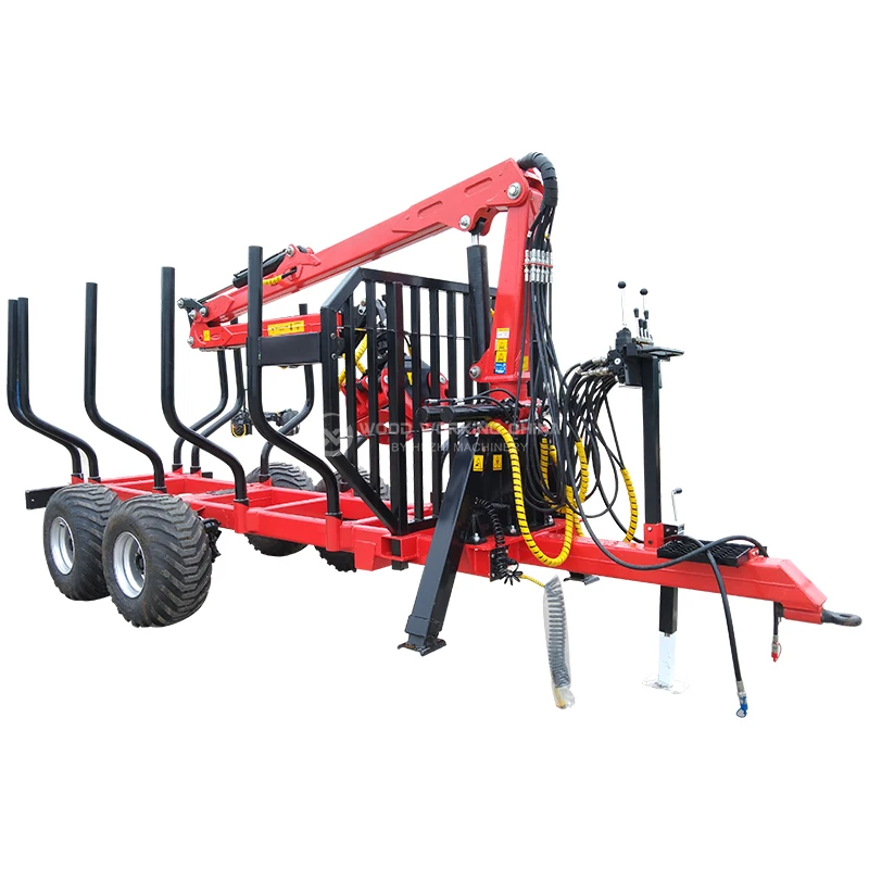 Hydraulic Timber Wood Log Loader Trailer with Grabber Crane