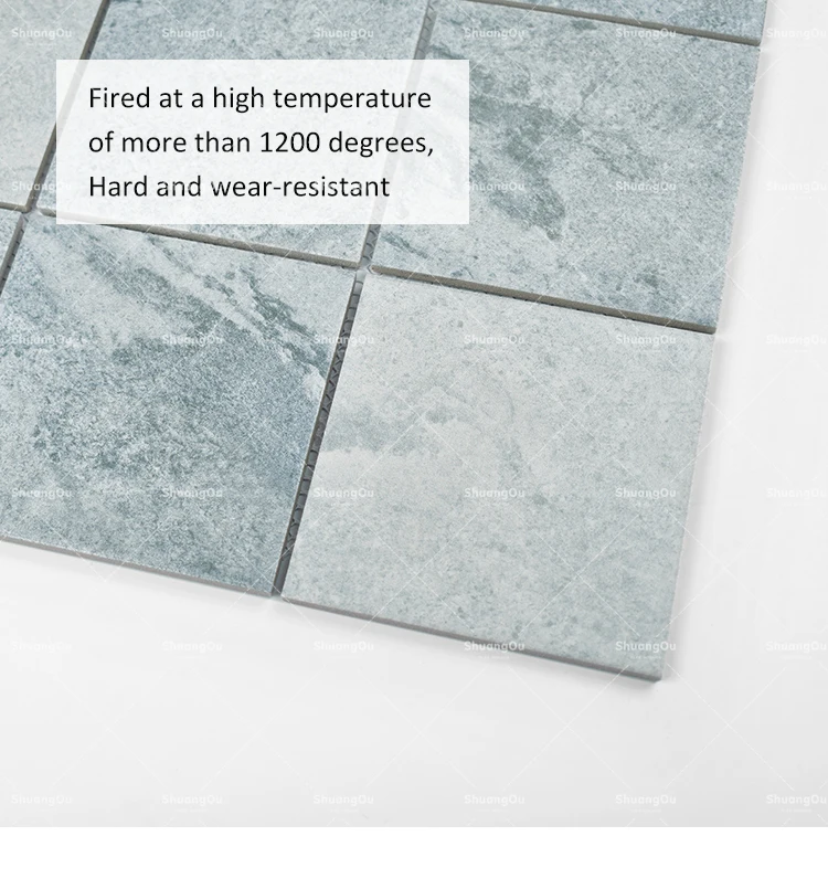 Glacier Blue Marble Look Ceramic Mosaic 4'x4' Swimming Pool Tiles ...