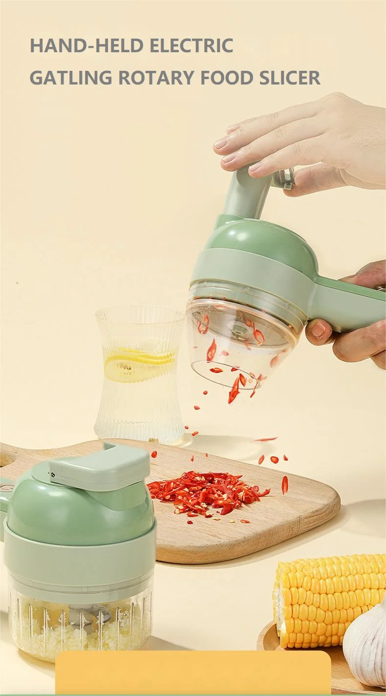 Hand-held 4 in 1 Electric Food Chopper Slicer Garlic Grinder Mixer ...