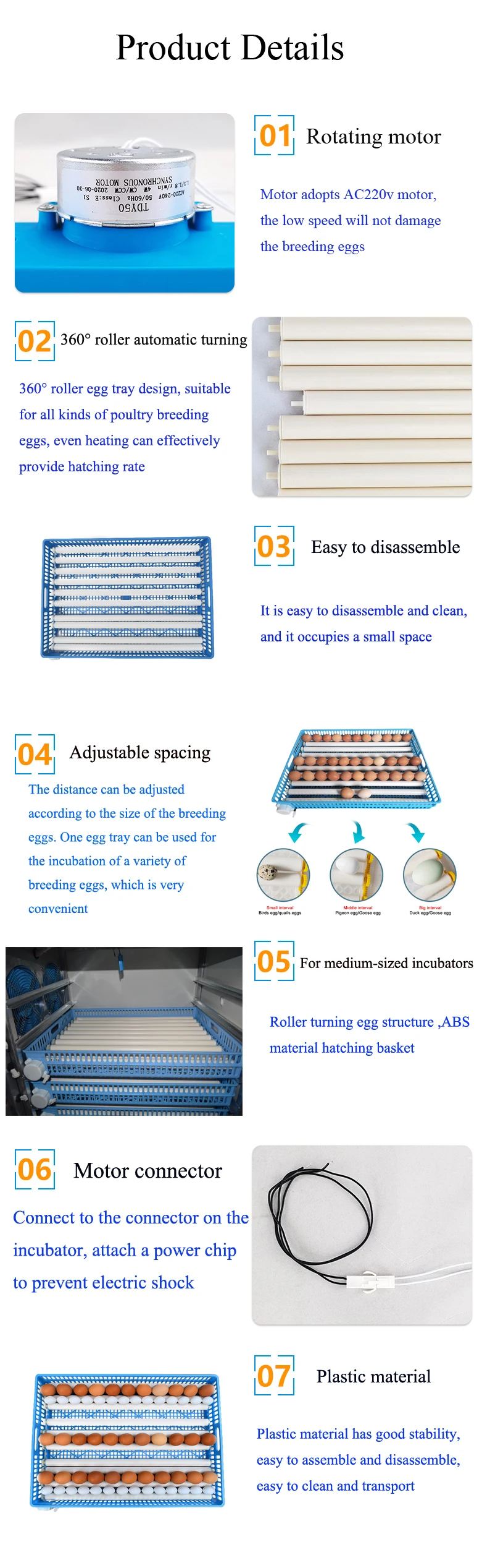 Wholesale Plastic Quail Roller Egg Turning Tray Incubator