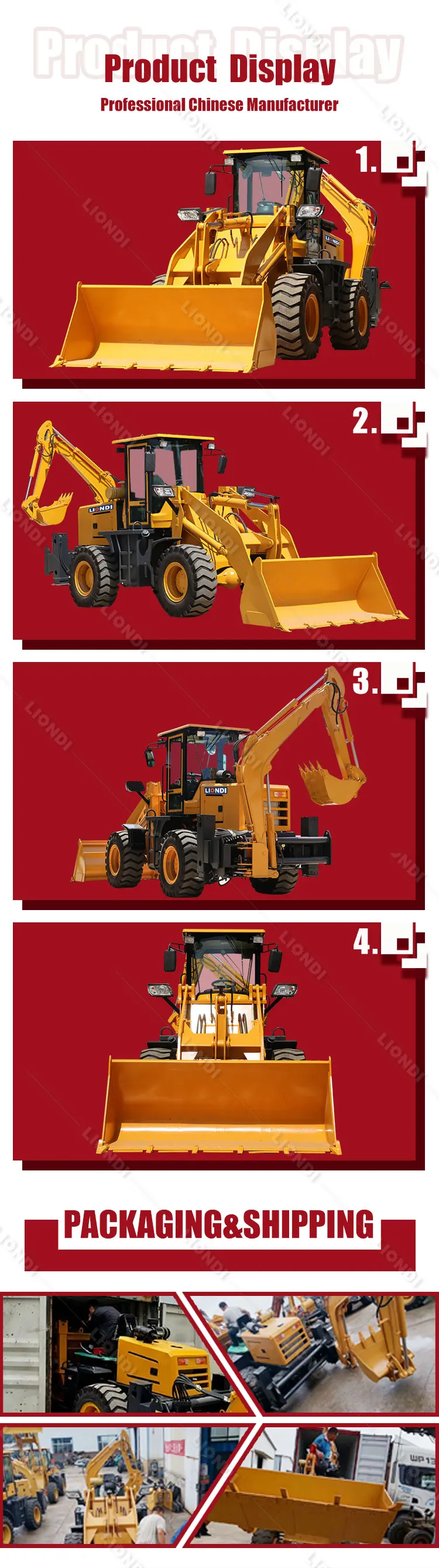 5400kg Backhoe Loader Hydraulic 4x4 Mini Backhoe Loader With Enclosed ...