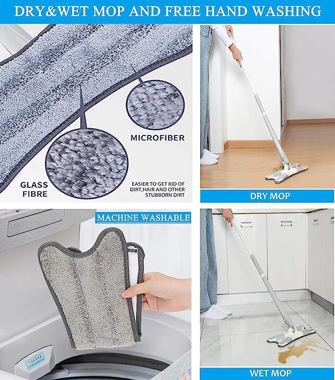 2025 Supermarket Hot-Selling Butterfly Mop Foldable Extra Long Handle ...