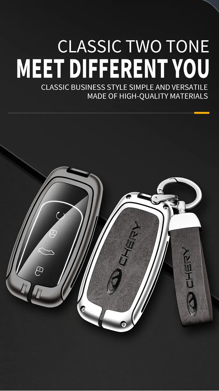 Zinc Alloy Leather Key Case for Chery Tiggo 7 & 8 Pro