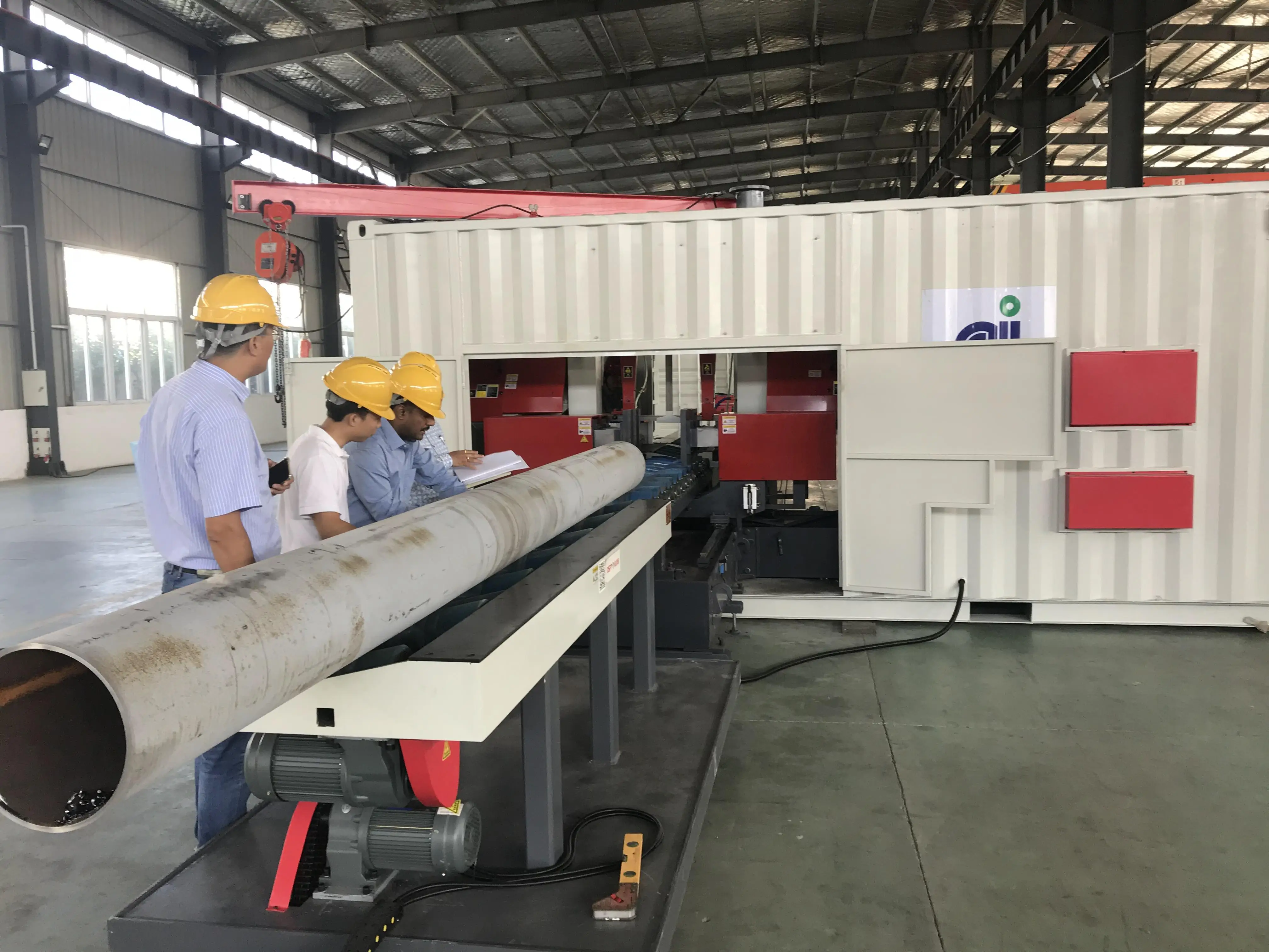 Container Type Pipe Spool Fabrication Line With Pipe Welding And ...