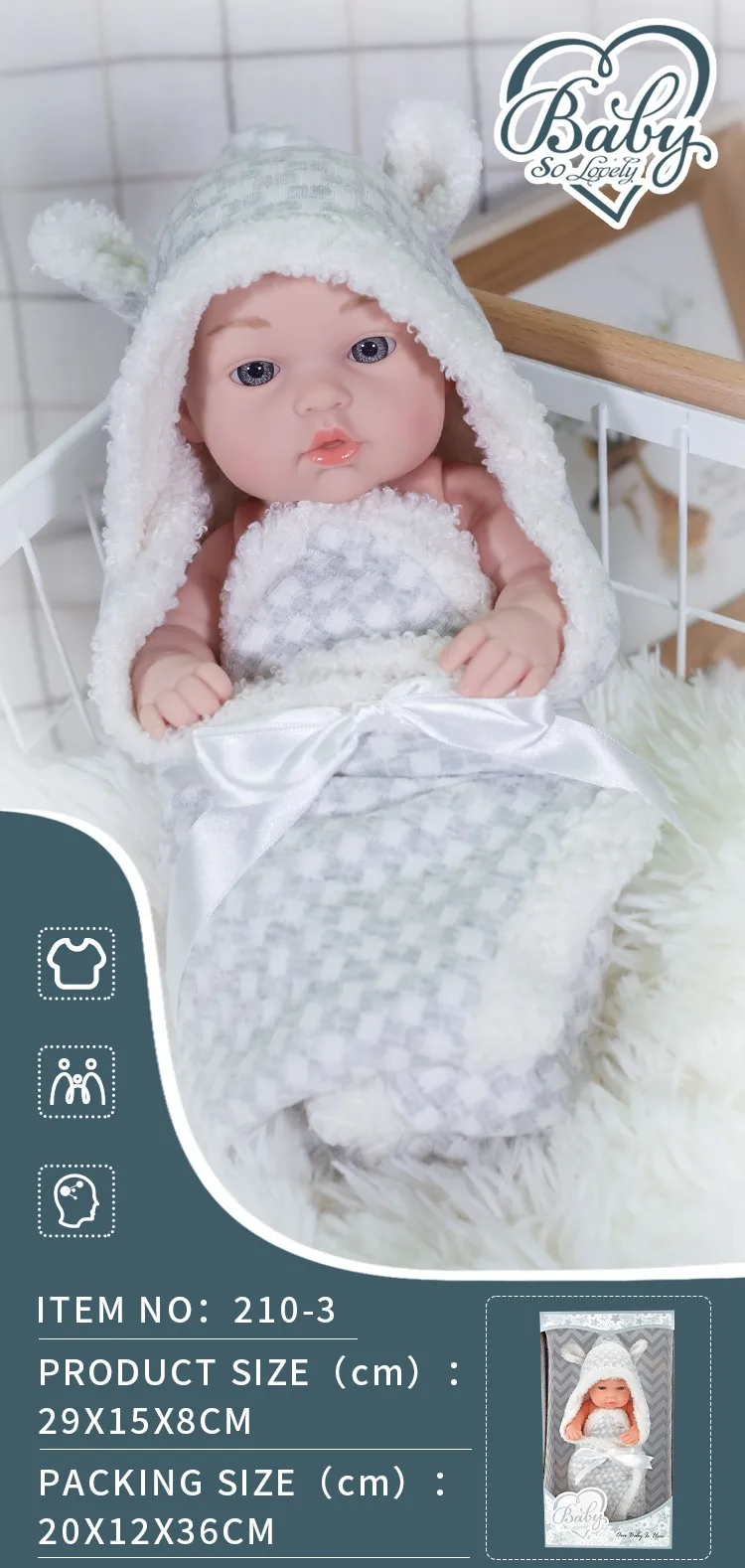 224-1 14 Inch Lovely Reborn Baby Dolls Whole Body Silicone Lifelike ...