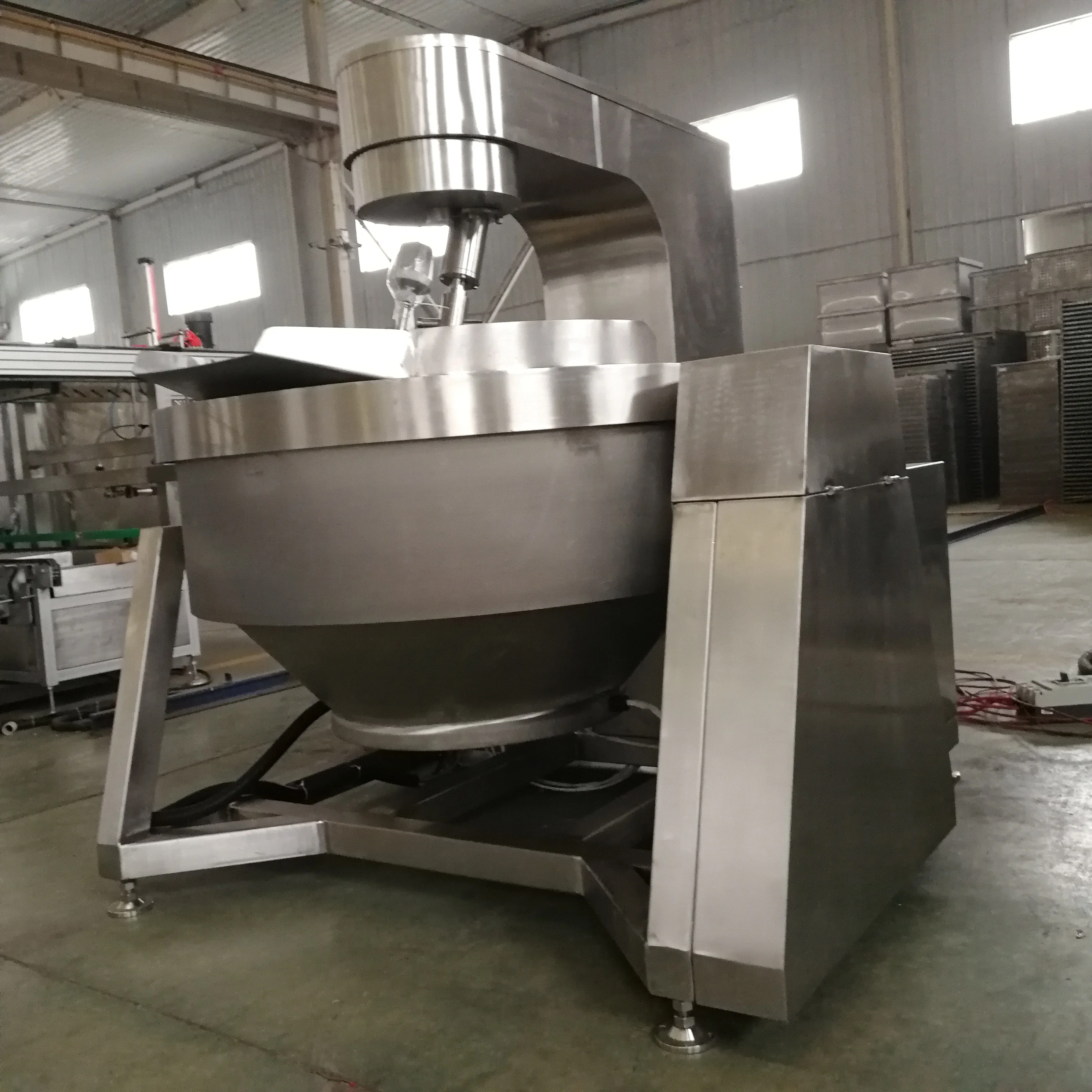 Industrial Large-Scale Jacketed Cooking Kettle with Planetary Mixer