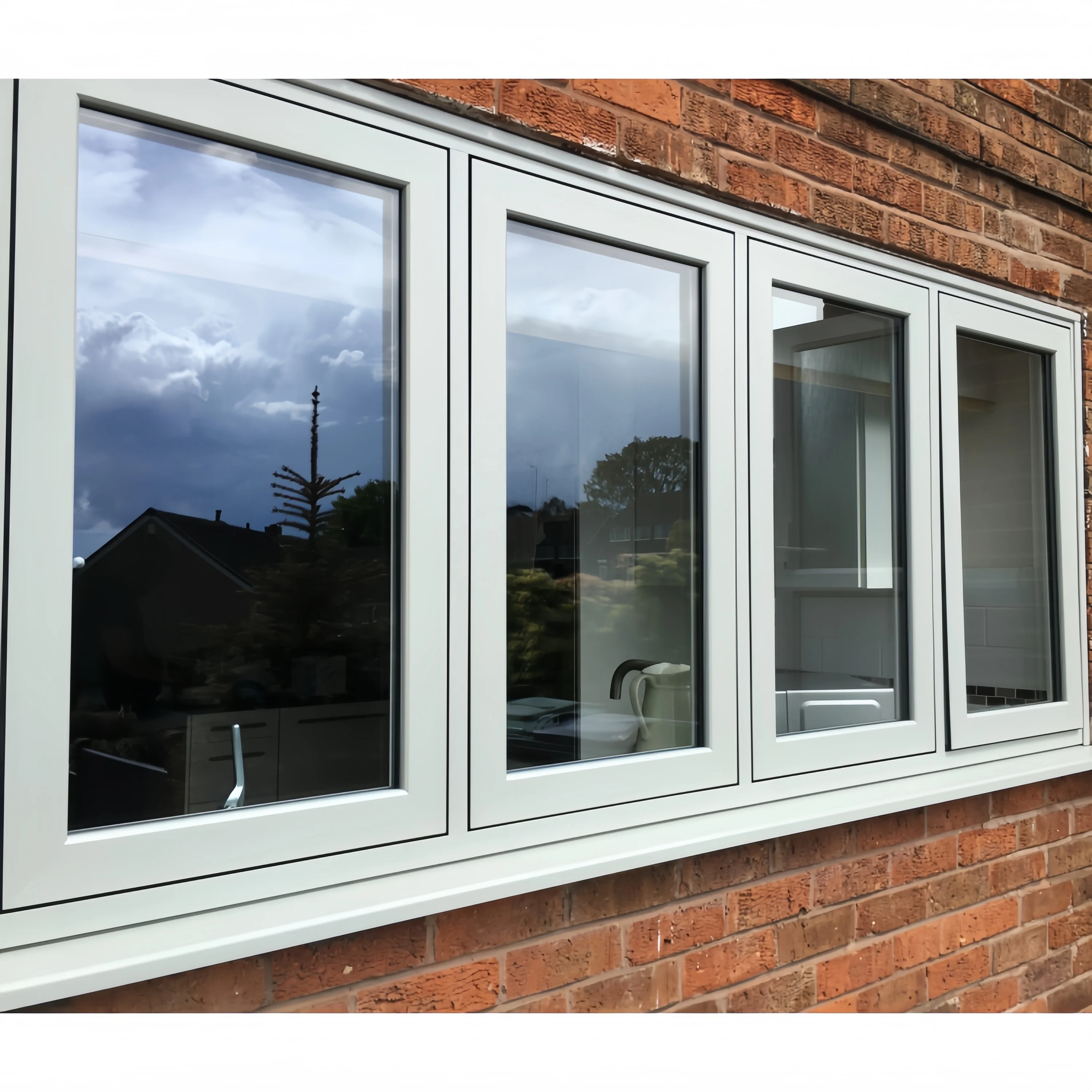 Customized Modern Villa House upvc windows tempered glass balcony glass ...