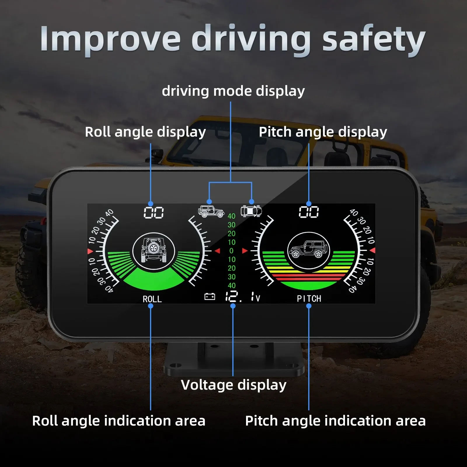 M50 HUD Head-up Display - Inclinometer & Voltmeter for Cars