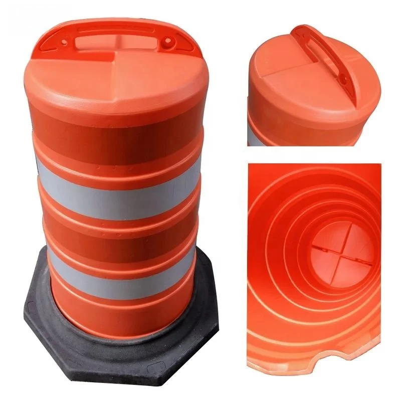 2025 PE Traffic Barrier Drum traffic barrel with rubber base in road ...