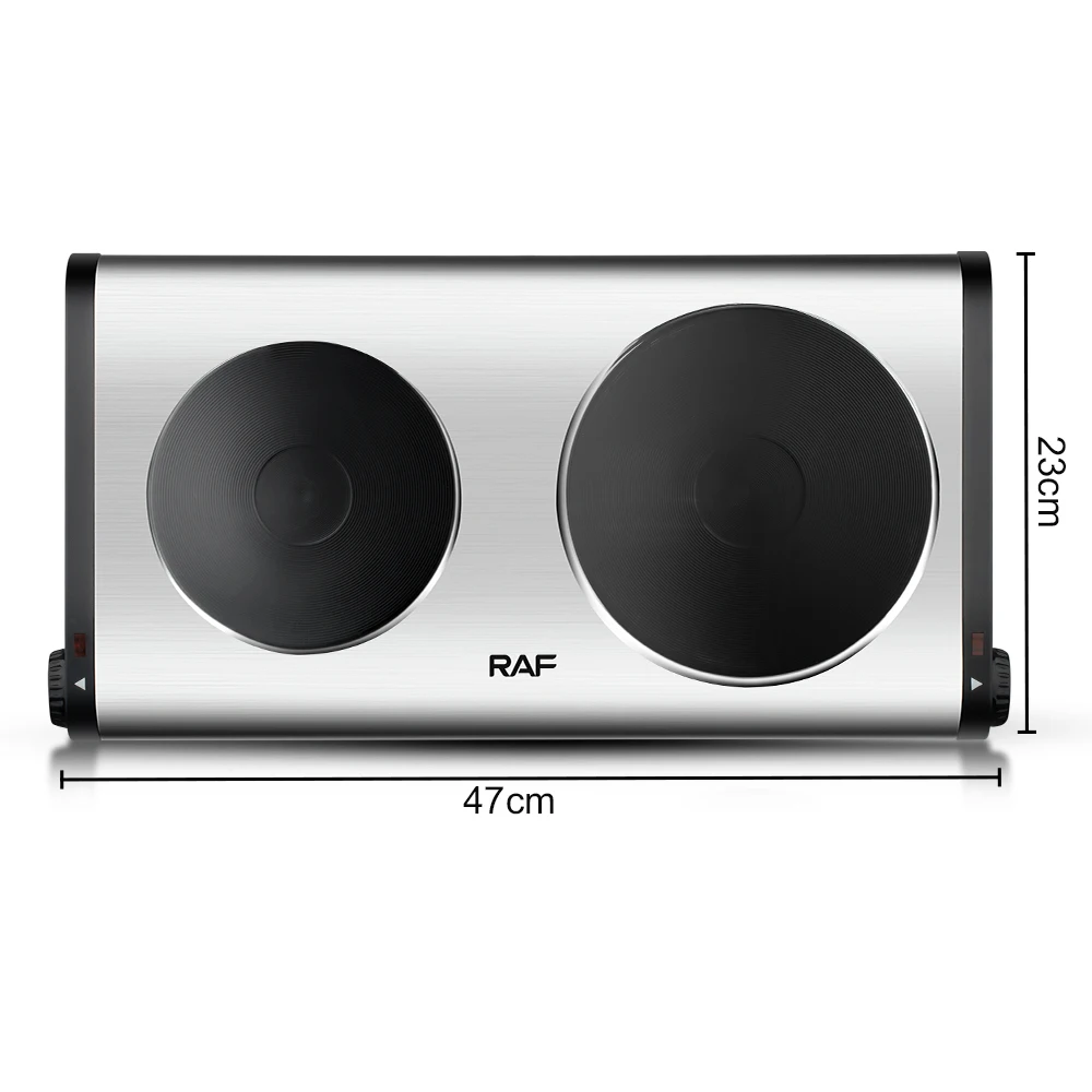 Raf 2500w Electric Countertop Burner Stove Dual Control Stainless Steel ...