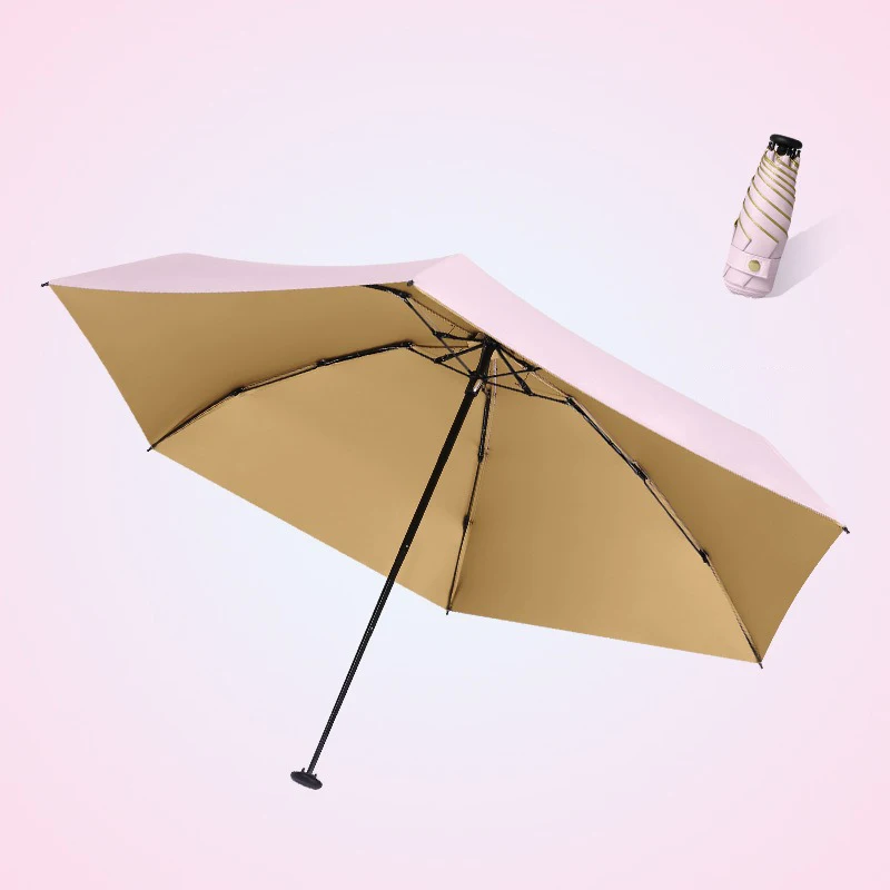 5 fold little finger pocket folding umbrella gold glue anti UV sunshade ...