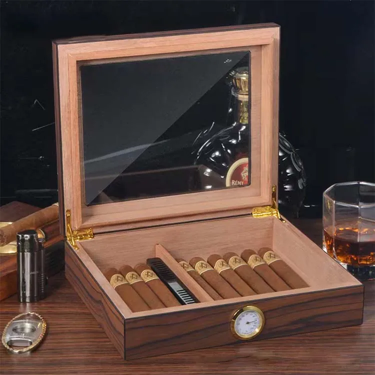 Luxury Customized Logo Wooden Storage Cigar Boxes Glass Top Cigar Wood ...
