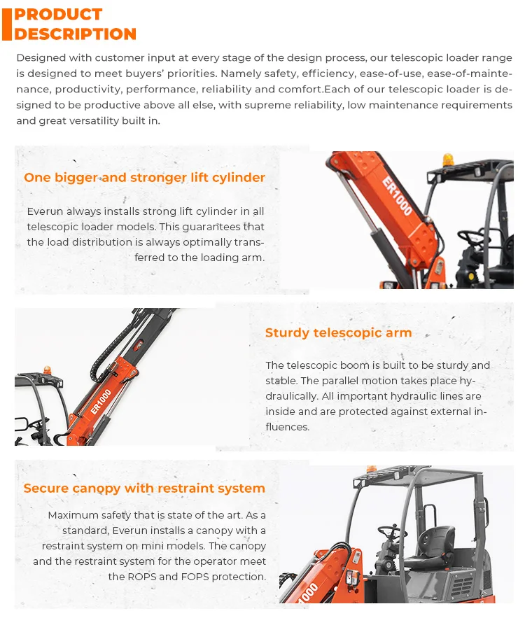 Everun CE Approved 1ton ER1000 teleskopic radlader Small Compact Mini ...