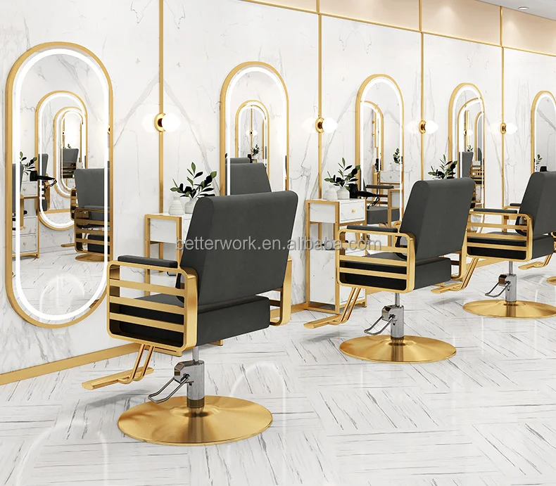 Modern White And Gold Salon Furniture Set Customized Personalized Hair ...