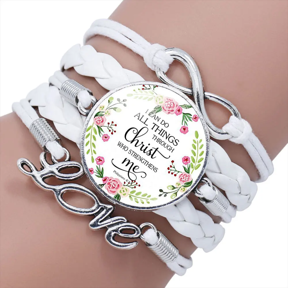 17 Styles Classical Bible Verse Bracelet Handmade Scripture Quote Faith ...