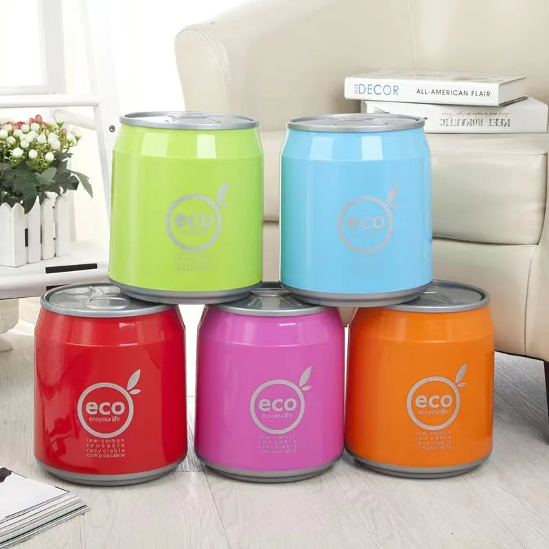 Mini Cola Cans Trash Can Creative Fashion Home Covered Press Bathroom ...