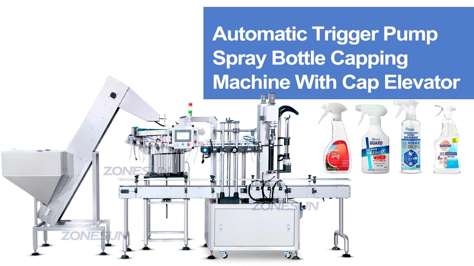 Zonesun Zs-xg445a Automatic Screw Servo Trigger Pump Spray Bottle Capping Machine With Cap ...