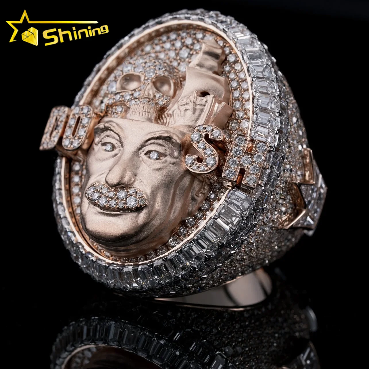 Rose Gold Plated Solid Silver Iced Out Vvs Moissanite Diamond ...