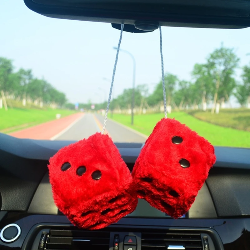 Car Mirror Hanging Fluffy Furry Dice Car Hanging Furry Dice Pair Of ...