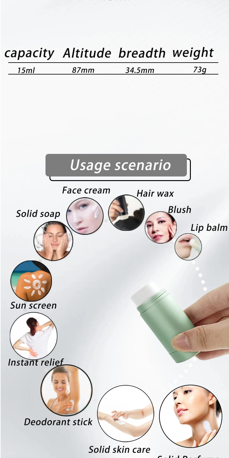 15ml Pure Aluminum zero Plastic Aluminum Deodorant Stick Hair Wax ...