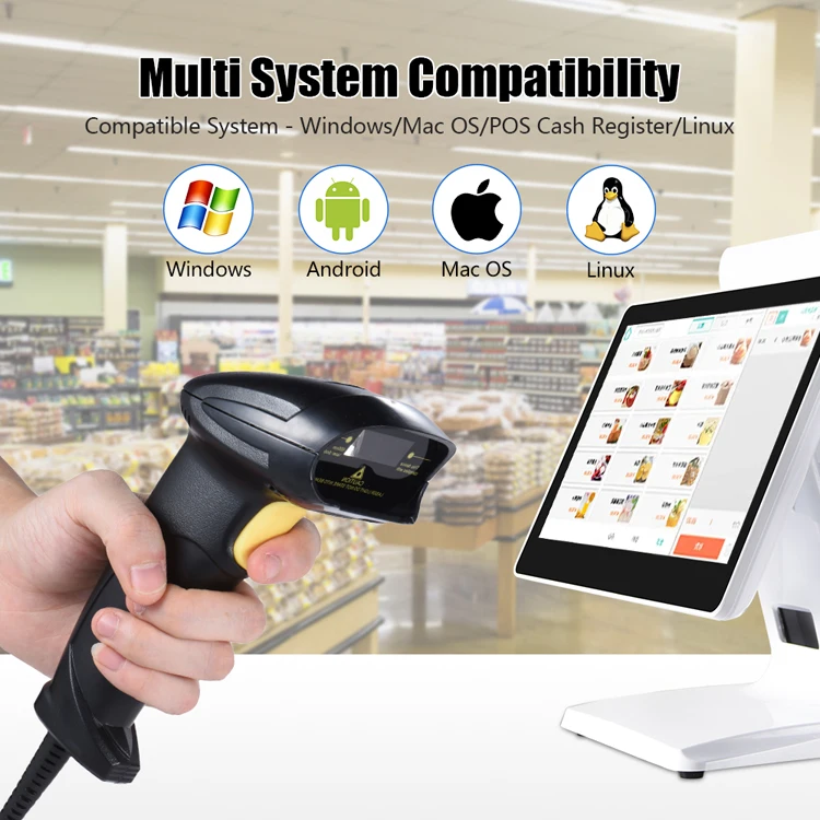 Bi-directional Laser Barcode Scanner with Wireless & Printer