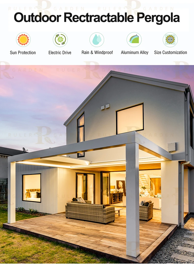 Pergola Roof Cover Exterieur Motorized Folding Electrical Veranda ...