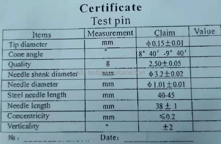 Penetration Needle ASTM D5 - Bituminous Materials Standard